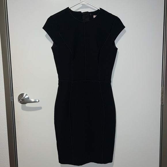H&M | Dresses | Cute Black Form Fitting Dress Knee Long With Small Slit ...